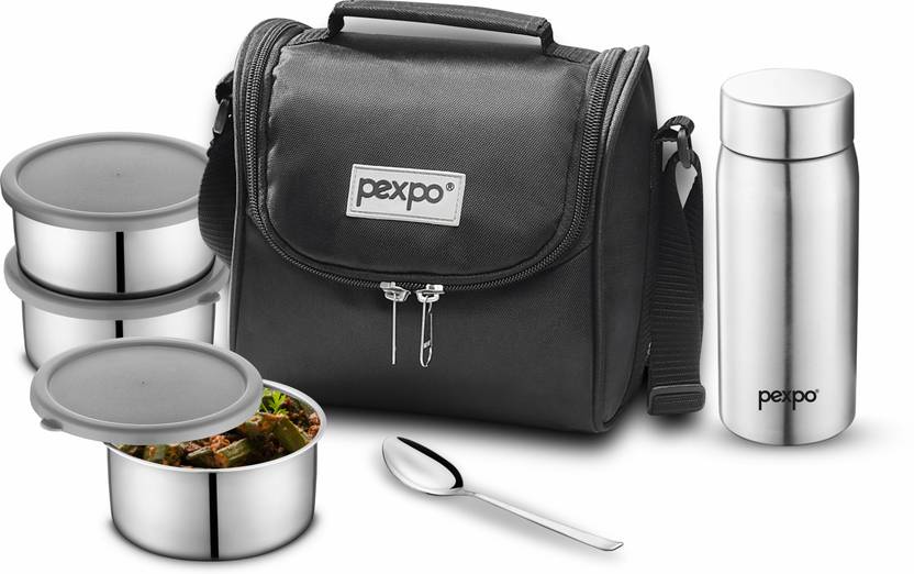 Flipkart.com | pexpo Stainless steel Lunch Box with 400ml Steel Bottle ...