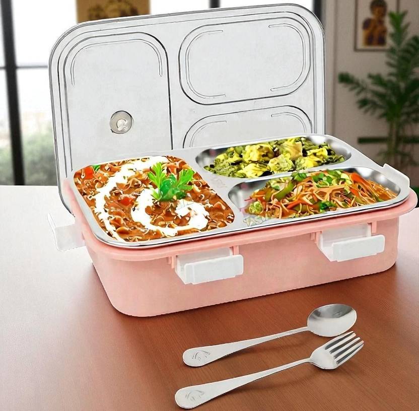 Flipkart.com | Colorbee Triple-Section Stainless Steel Lunch Box with ...