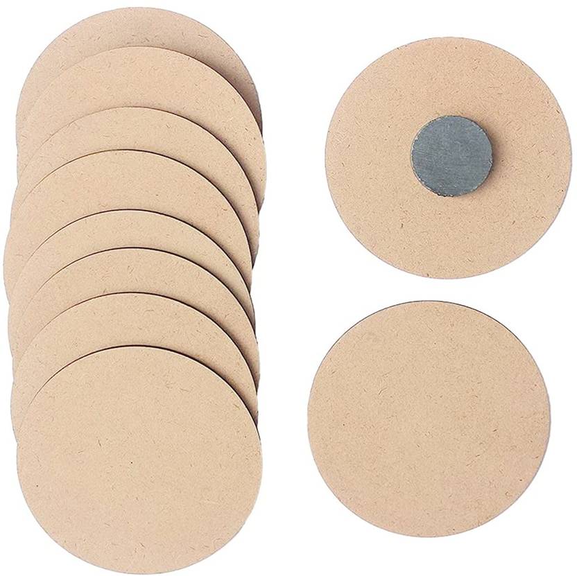 Maitri Set of 10 (2.5 Inch) Round Shape Plain MDF Shaped Magnets with ...