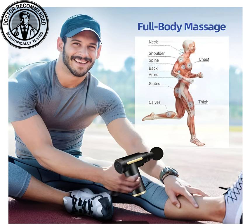 Unifit Massage Gun, 4 Heads, Rechargeable, 6 Speed, Portable, Handheld ...