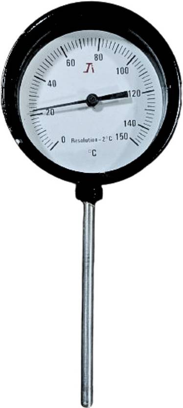 Japsin instrumentation Bi-metal Dial Thermometer, 4" Dial, 150 deg C, 6 ...
