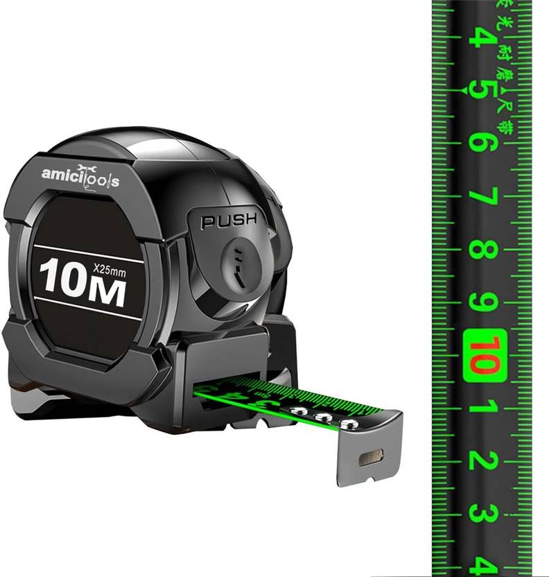 amiciTools 10m Heavy Duty Measuring Tape with Auto-Locking and ...