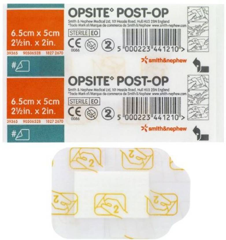smith and nephew Opsite Post-Op Waterproof Dressing, Size - 6.5cm x 5cm ...