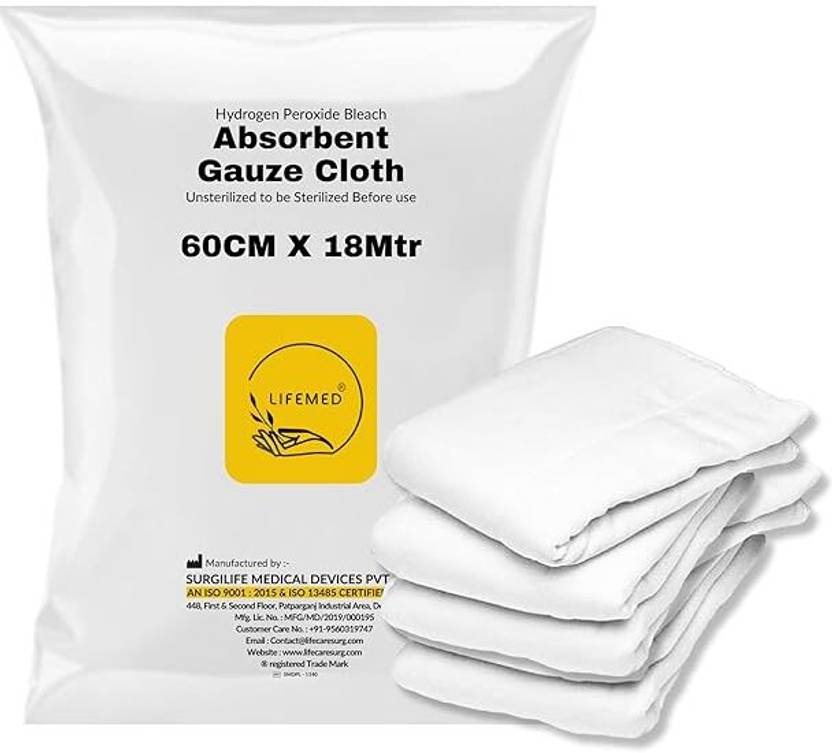 LIFEMED Premium Absorbent Gauze Cloth - Gauze Than - 60cm x 18mtrs ...