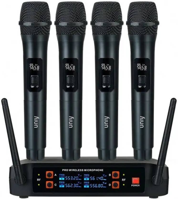 UNIY UY16 4 Unit Wireless mic 250 meters range with 8 Battery UHF ...