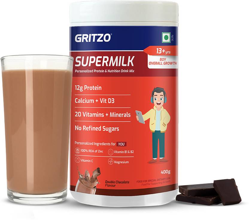 Gritzo SuperMilk Overall Growth (13+y Boys), 12g Protein Powder (Double ...