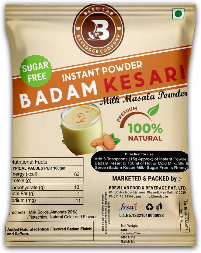 Brew Lab 100% Natural Sugar Free Badam Kesari Instant Powder | Instant ...