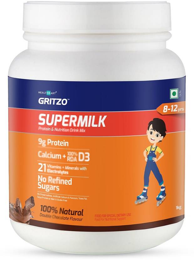 Gritzo SuperMilk Daily Nutrition (8-12y Young Athlete),9g Protein ...