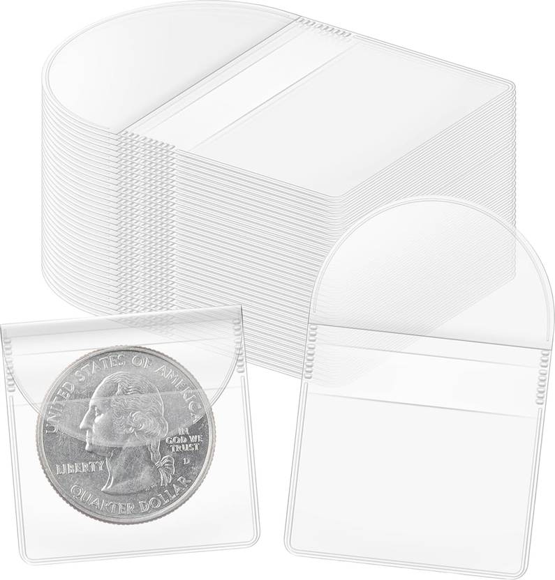 SUPVOX 100 Count Transparent Coin Sleeves for Coins Jewelry and ...