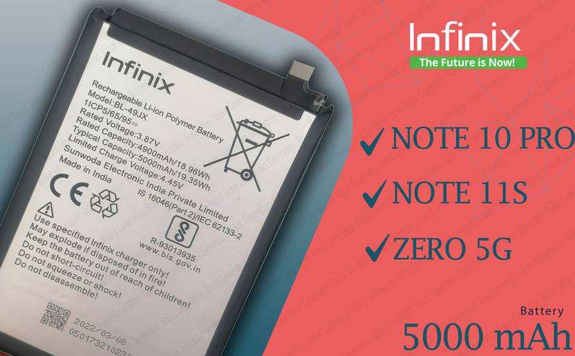 Infinix Mobile Battery For BL 49JX Infinix Note 10 Pro / Note 11S ...