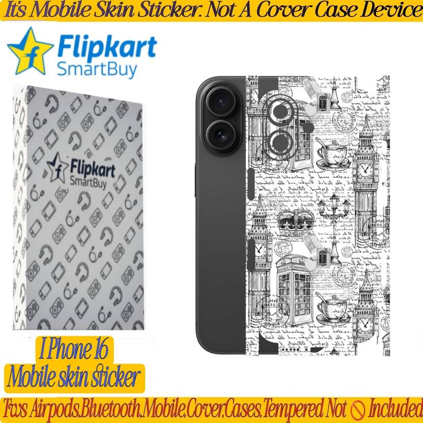 Flipkart SmartBuy I PHONE 16_mobile skin back+side back panel CROWNN ...