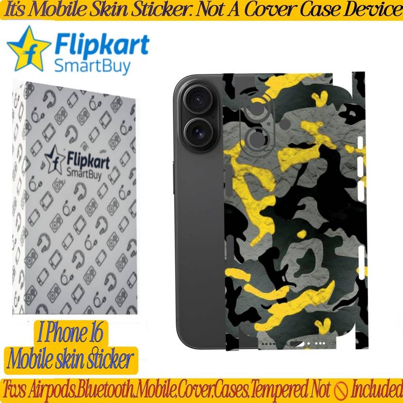 Flipkart SmartBuy I PHONE 16_mobile skin back+side back panel CAMOU ...
