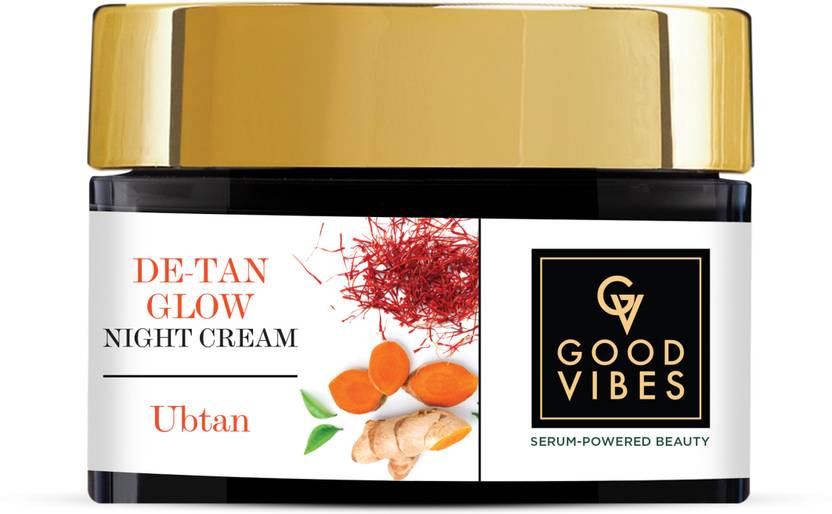 GOOD VIBES Ubtan De-Tan Glow Night Cream | Tan Free, Skin Brightening ...