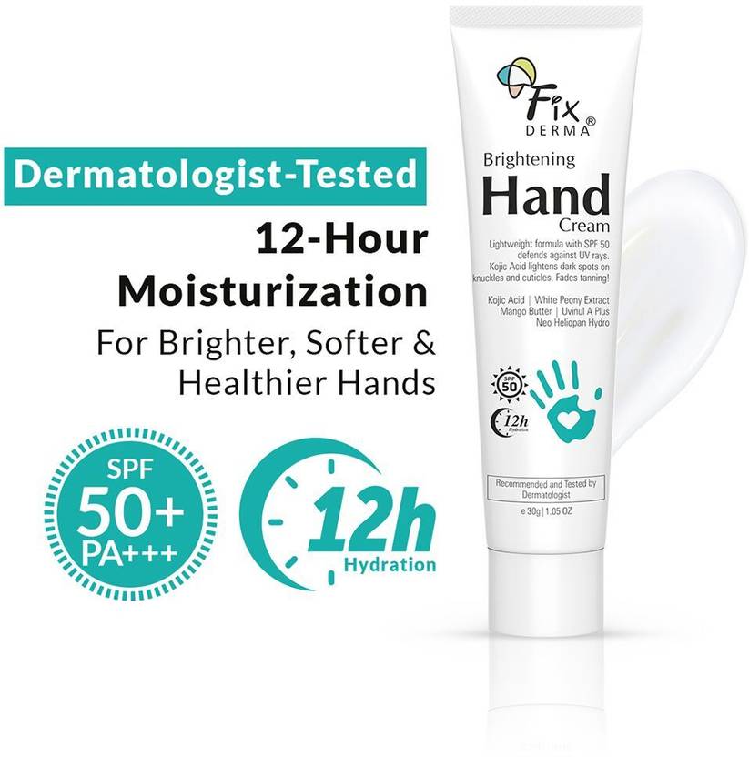 Fixderma Brightening Hand Cream with SPF 50 Hand Moisturizer for Dry ...