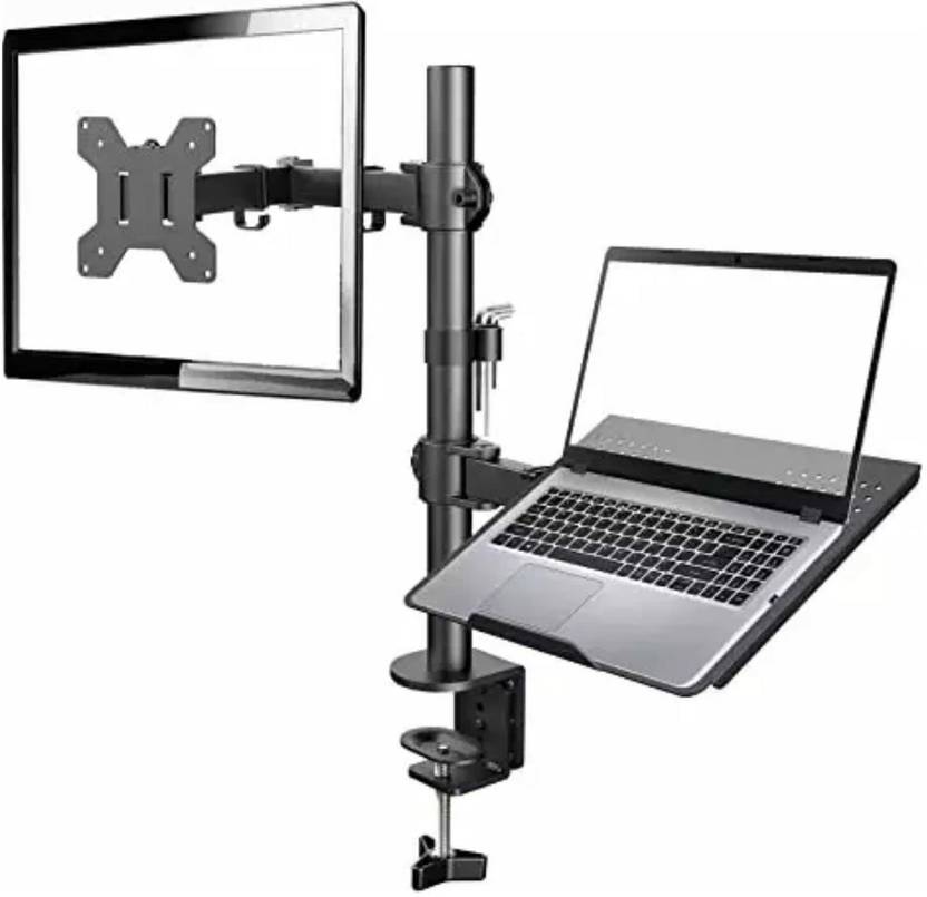 Gadget Wagon 13 - 27" Dual Monitor Arm with Laptop Clamp Desk Mount ...
