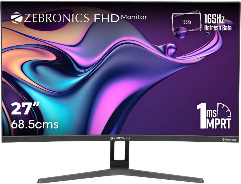 ZEBRONICS 27 inch Curved Full HD VA Panel with HDR10, DP, HDMI, 16.7 ...