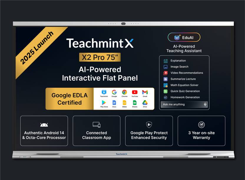 Teachmint X - Premium Digital Board for Teaching 75 Inch (1.9m) | Google EDLA | X2 Pro ...