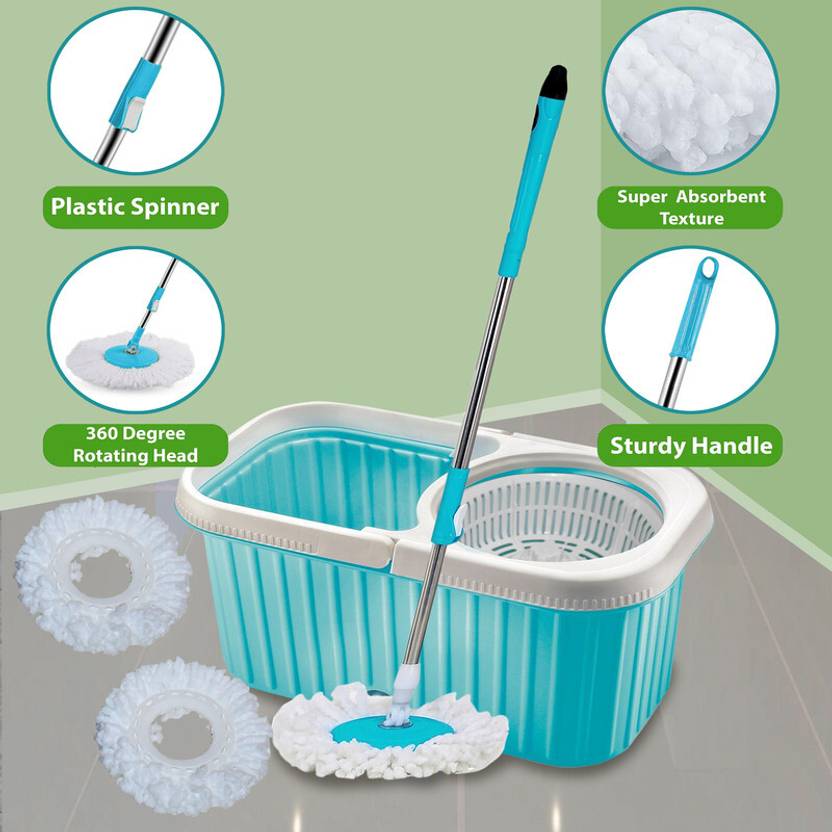 MOPORAMA Plastic Spin Mop, Rectangular Plastic Bucket Floor Cleaning ...