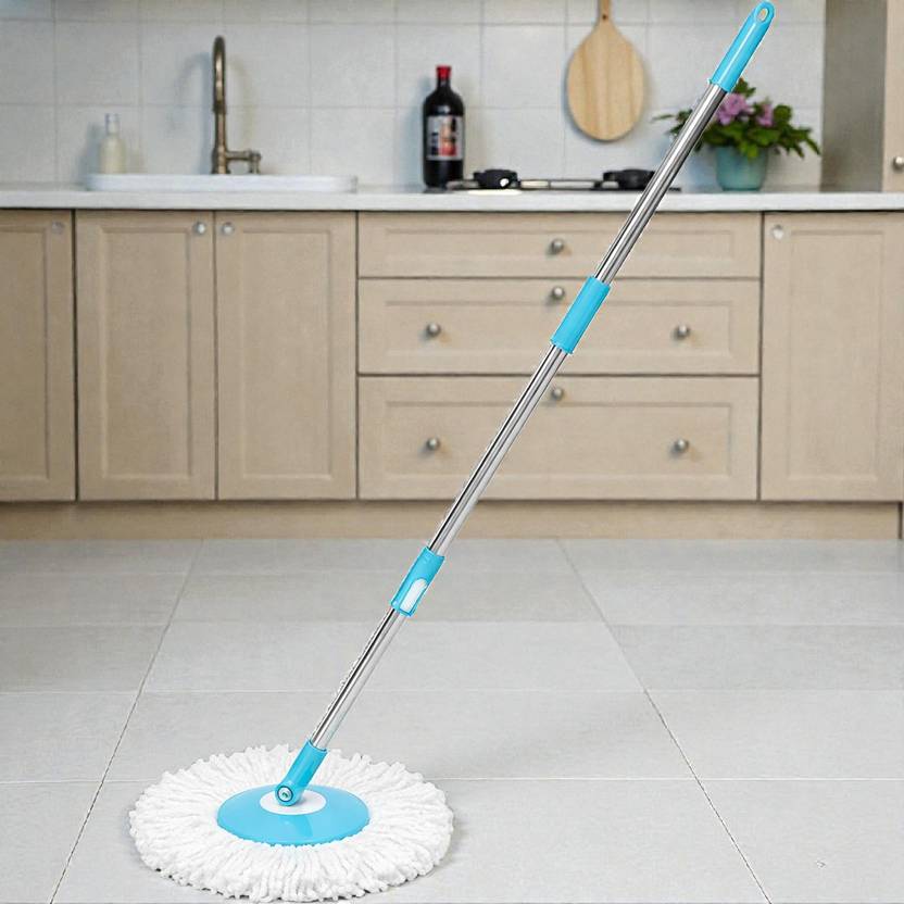 SKYBE 100% Cotton Yarn floor cleaning wet and dry mop Mop Head and Rod ...