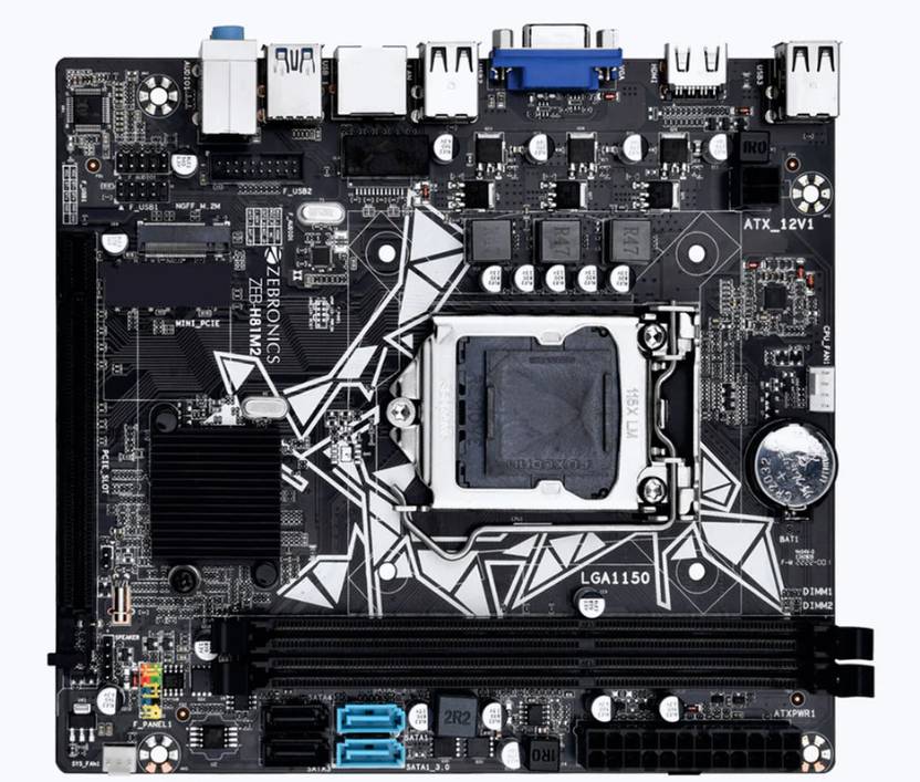 ZEBRONICS ZEB-H81M2 WITH NVME SLOT LGA 1150Socket ATX Intel H81 Express Chipset DDR3 Motherboard ...