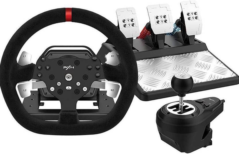 PXN V10 Force Feedback Racing Steering Wheel With Clutch Pedal and Gear ...