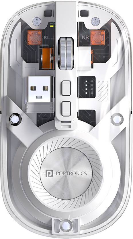 Portronics Toad 8 Transparent Wireless Mouse, Bluetooth + 2.4GHz, Rechargeable, Silent, Wireless ...