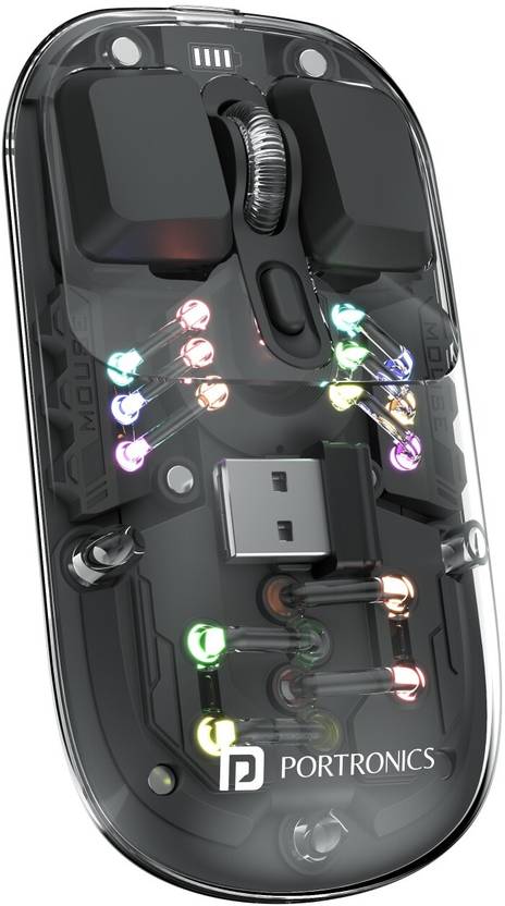 Portronics Toad 5 Transparent Wireless Mouse, Bluetooth & 2.4 GHz ...