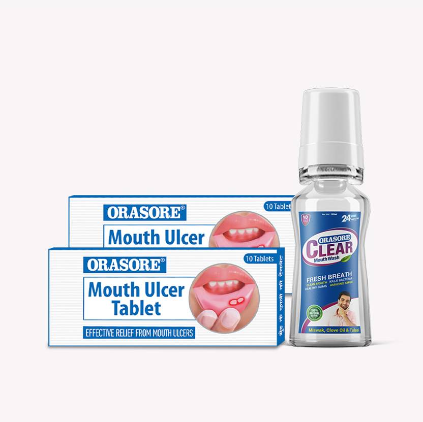 Orasore Combo Pack of Mouth Ulcer Tablets(10) with Free Pen and Clear ...