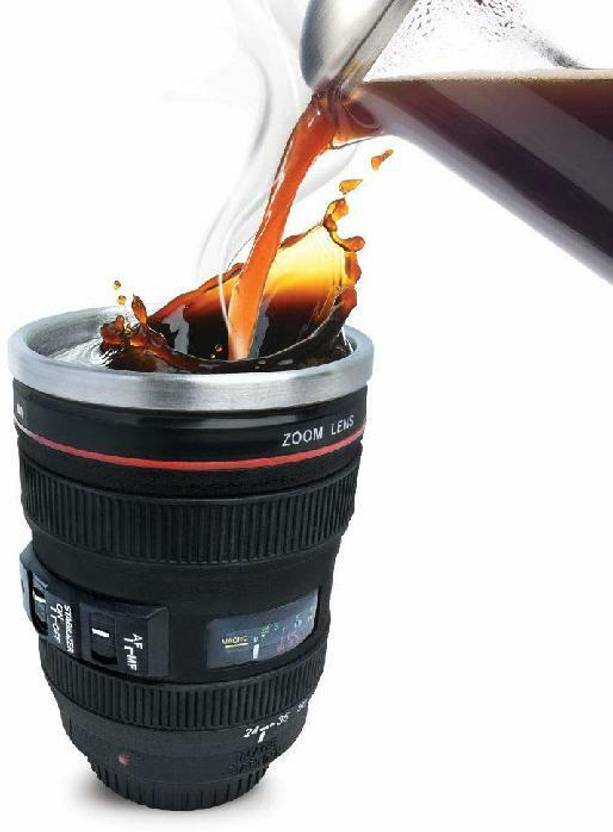 FIVANIO Stainless Steel Camera Lens Coffee with Cookie Holder For You ...