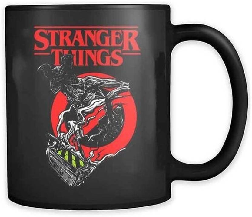 craft maniacs STRANGER THINGS RED PRINTED 330 ML BLACK MUG FOR STRANGER ...