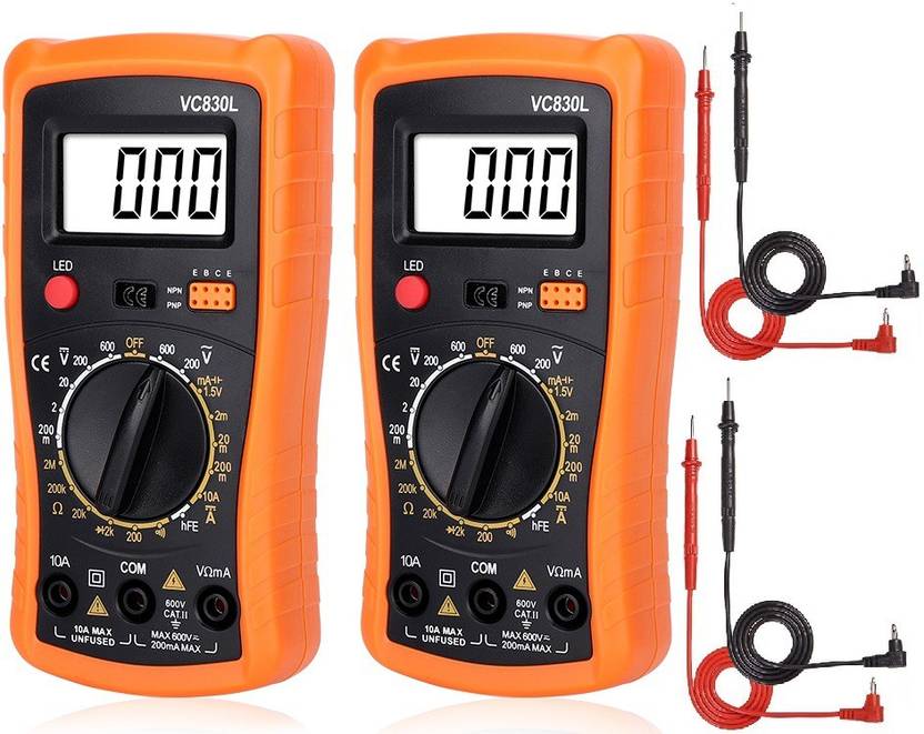 Techtest Set of 2 VC830L Digital Multimeter for Voltage Current Testing ...
