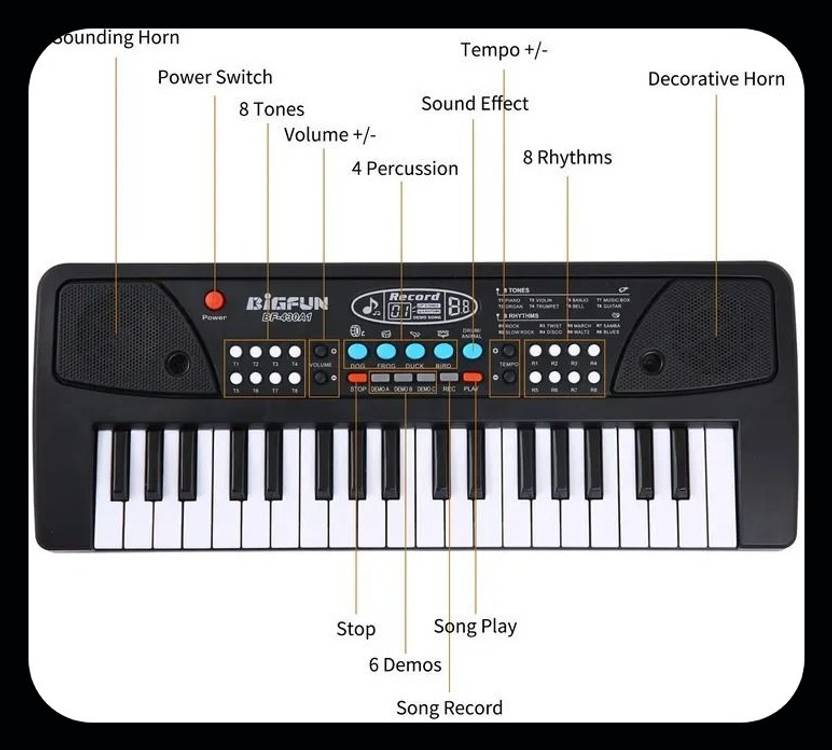 Toyvala The 37 Key Piano Keyboard Toy with Recording, Mic and USB Cable ...