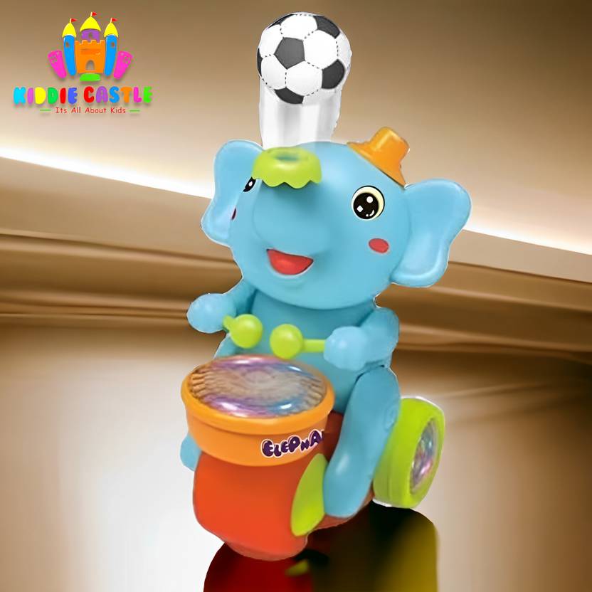 Kiddie Castle Elephant with Music, Flashing Light Walking Drum Playing ...