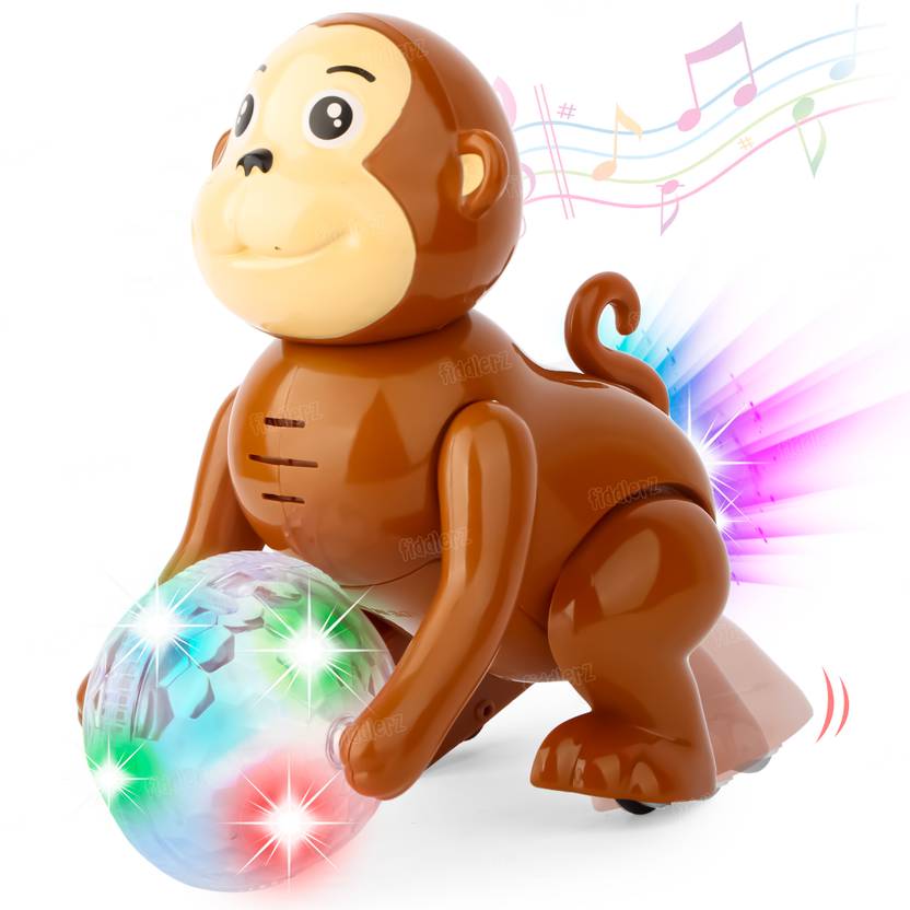 FIDDLERZ Dancing Monkey Toys for Kids 360° Body Spinning Disco Ball ...