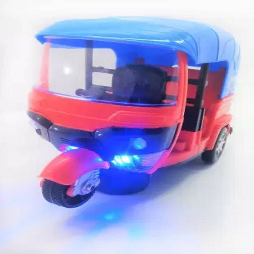 Skstore Bump and Go Auto Rickshaw Toy with Sound, Flashing Light & 360 ...