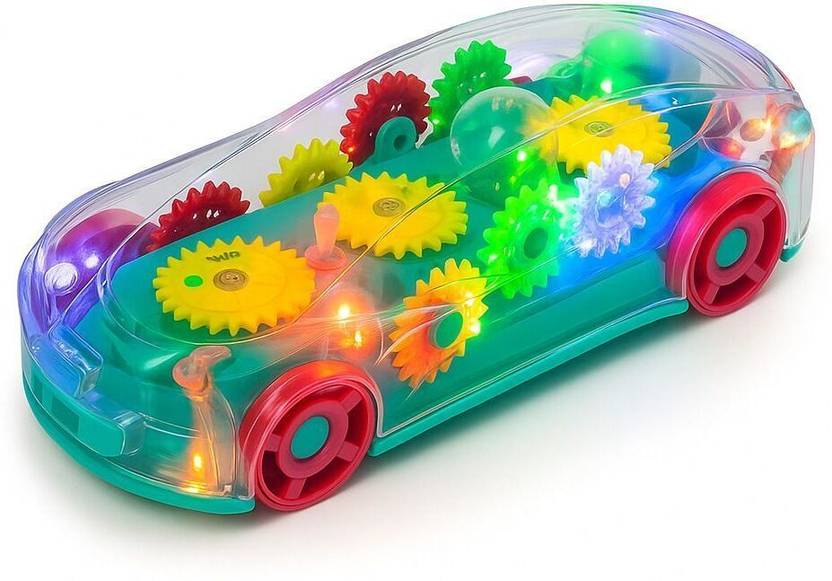 ALLWISH Transparent Gear Car Toy with 3D Lights & Music | Action Car ...