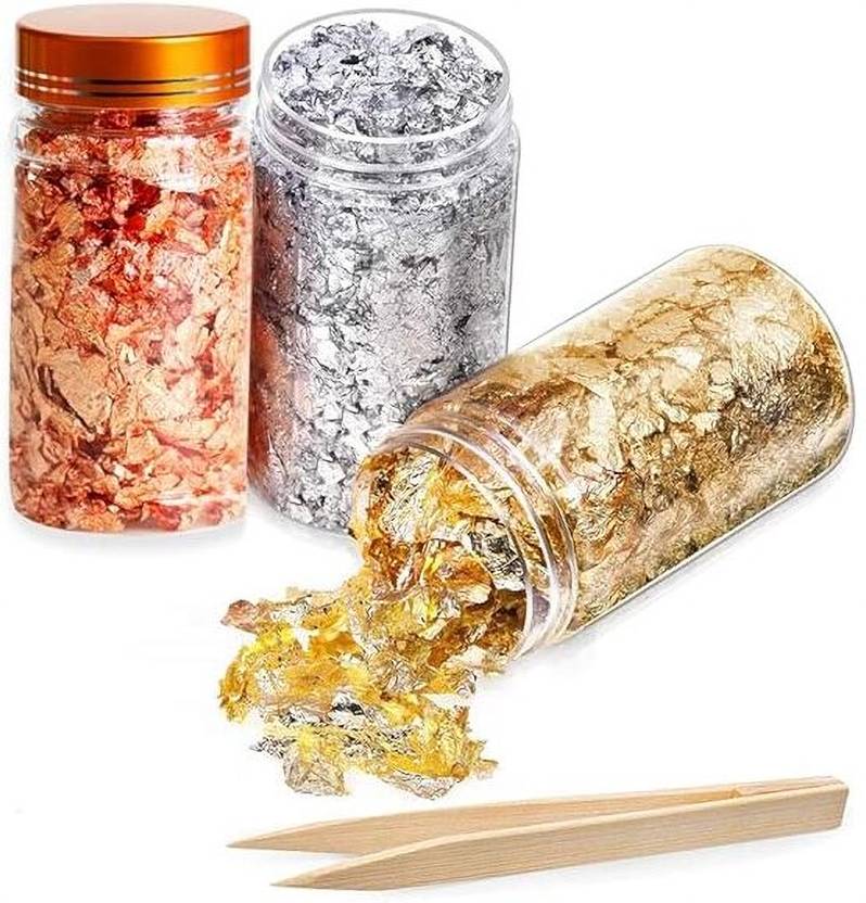 IGLH 3 Bottles Metallic Foil Flakes,Gold Foil Flakes for Resin - Price ...