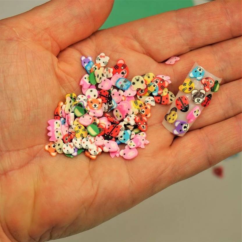 quickgrabit 100 Pc 3D Flower Fimo + 100 Pc 3D Animal Fimo Clay Stickers ...