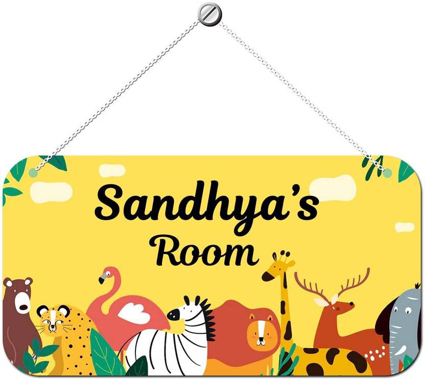 ARTBUG Wooden Sandhya Door Sign Kids Room Name Plate Price in India ...