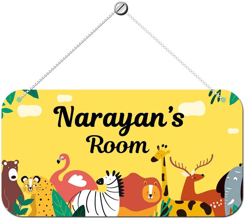 ARTBUG Wooden Narayan Door Sign Kids Room Name Plate Price in India ...