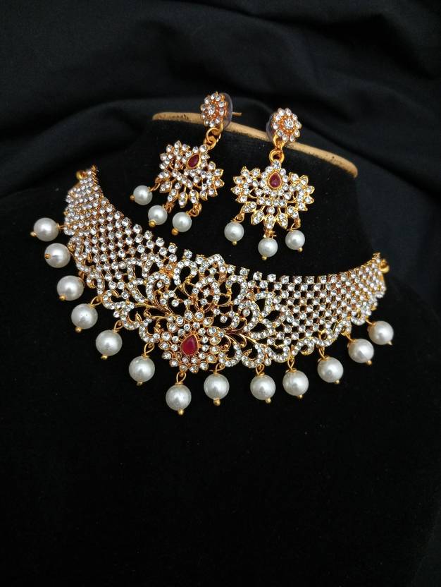 chokar set Zircon Alloy Necklace Set Price in India - Buy chokar set ...