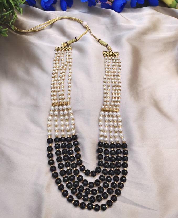 ElementR Simple Stylish Black Moti Mala for Men (Groom) Dhulla ,Women ...