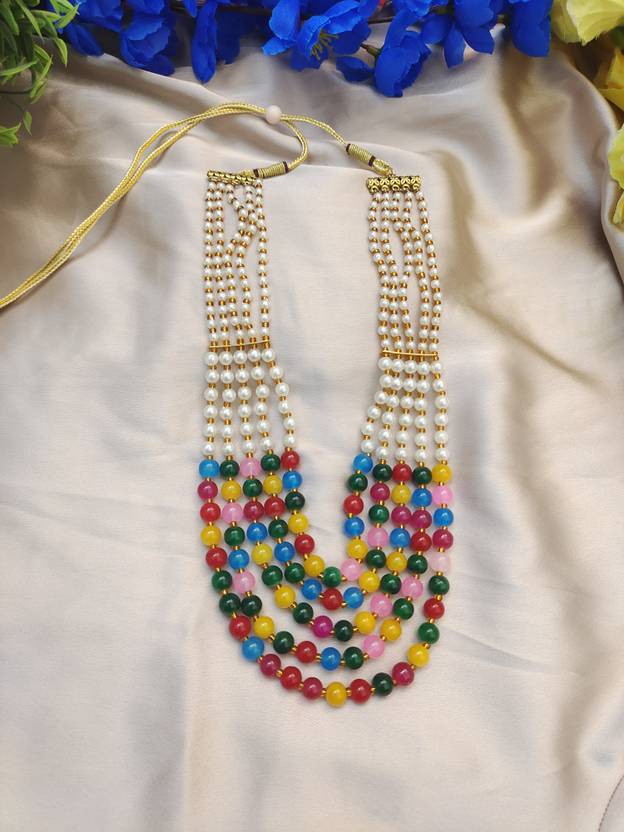 ElelemtR Traditional Simple Multi Moti Mala for Men (dhulla)Groom ...