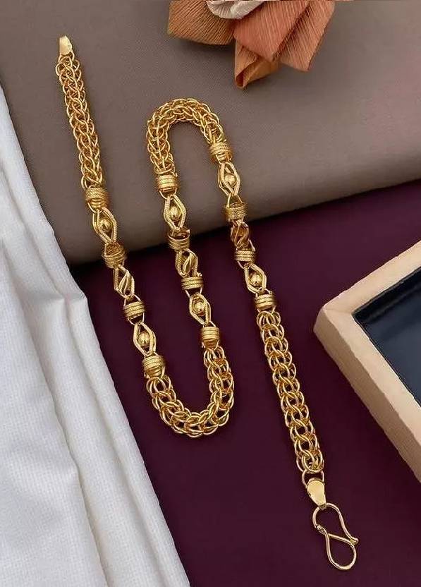 XAIYZ 1 gram Stylish Heavy Golden Neck Men Chain “20” Inches Gold ...