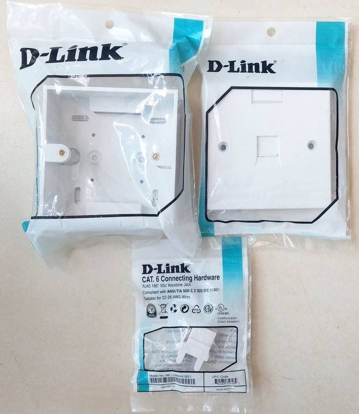 D-Link RJ45 CAT6E Lan I/O Keystone Jack, Gang Box, Single Port Face ...