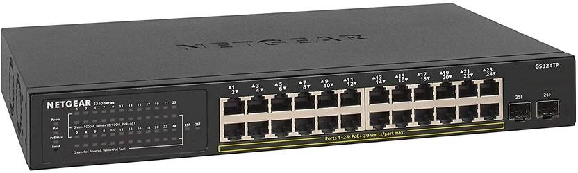 NETGEAR GS324TP 24-Port Gigabit Ethernet PoE+ with 2 SFP Ports Smart 24 ...