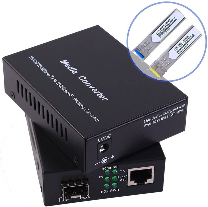 HANUTECH 1.25G Gigabit Ethernet Fiber Media Converters with SFP LC ...