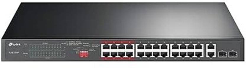 TP-Link 24 Port Fast Ethernet Poe Switch 250w,W/ 2 Uplink Gigabit Ports ...