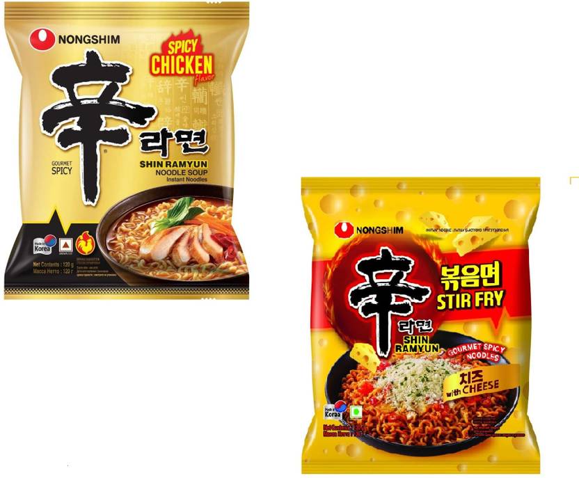 Nongshim Spicy Chicken & Stir Fry With Cheese Shin Ramyun Noodes 120gm ...