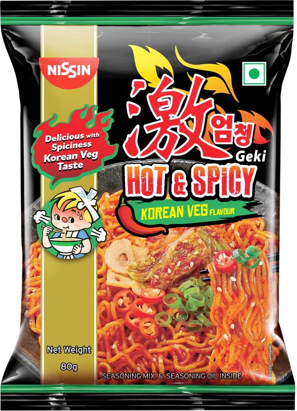 Nissin Geki Hot & Spicy Korean Veg Flavoured Ramen Instant Noodles ...